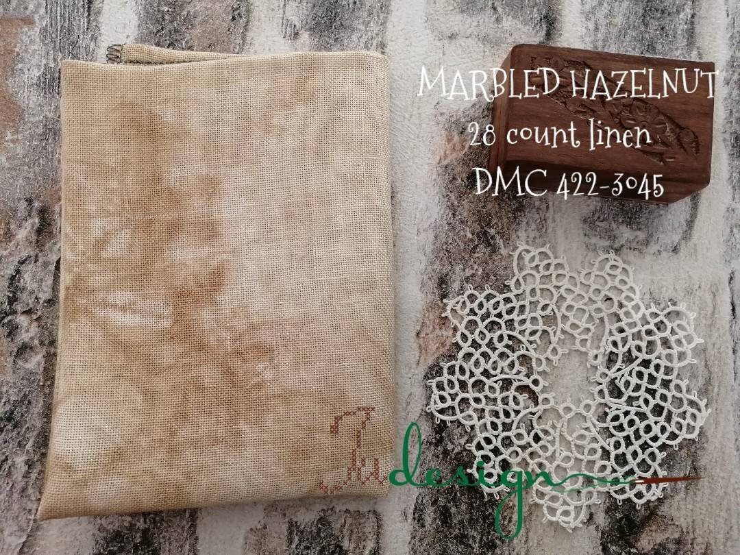 28 Count MARBLED HAZELNUT Hand Dyed Linen for Cross Stitch, Hardanger ...