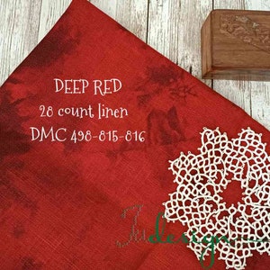 28 Count DEEP RED Hand Dyed Linen for Cross Stitch, Hardanger ...