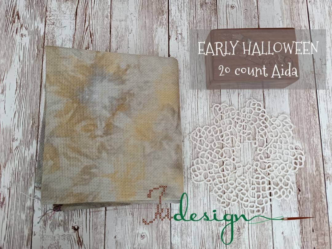 20 Count EARLY HALLOWEEN Hand Dyed Aida for Cross Stitch, Hardanger ...