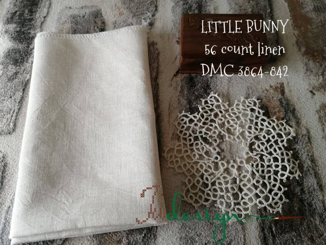 56 count LITTLE BUNNY hand dyed linen for cross stitch | Etsy