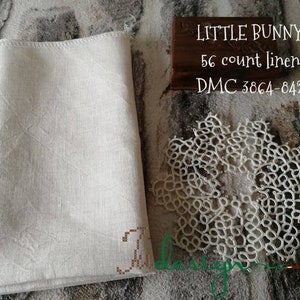 56 Count LITTLE BUNNY Hand Dyed Linen for Cross Stitch, Hardanger ...
