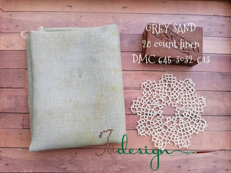 28 Count GREY SAND Hand Dyed Linen for Cross Stitch | Etsy