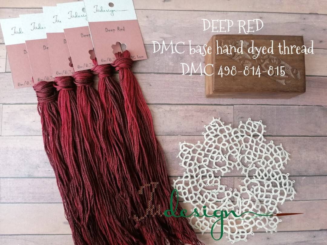 Hand Painted Cotton Floss DEEP RED Hand Dyed Thread for - Etsy