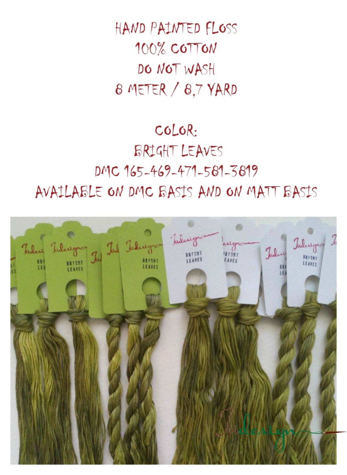 Hand Painted Cotton Floss 'BRIGHT LEAVES' Hand Dyed Thread for ...