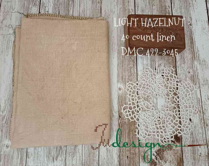 40 Count LIGHT HAZELNUT Hand Dyed Linen for Cross Stitch, Hardanger ...