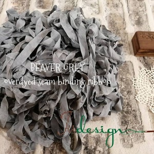 Hand Overdyed Shiny Rayon Seam Binding Ribbon BEAVER GREY 1/2 Ribbon ...