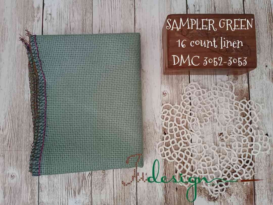 16 Count SAMPLER GREEN Hand Dyed Aida for Cross Stitch, Hardanger ...