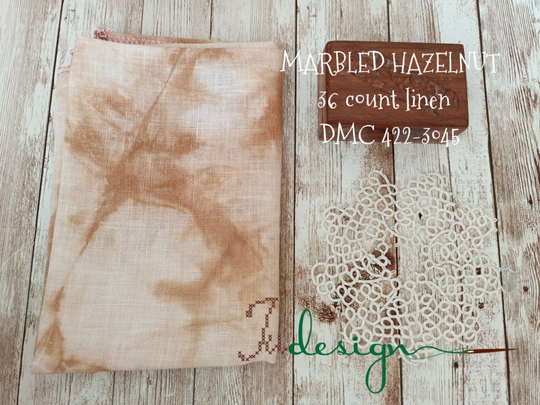 36 Count MARBLED HAZELNUT Hand Dyed Linen for Cross Stitch, Hardanger ...