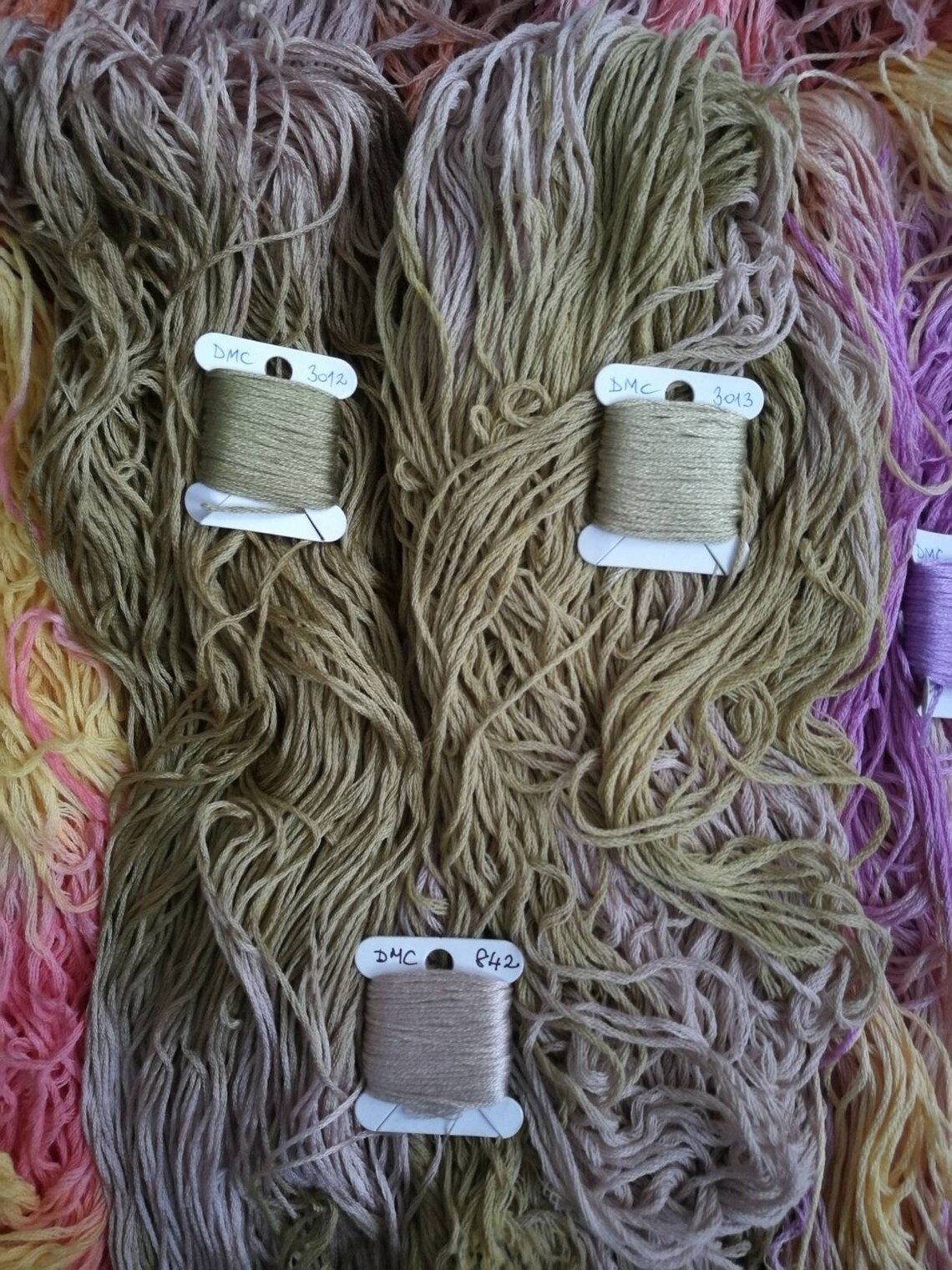 Hand painted matt cotton floss OLD SAGE hand dyed thread for | Etsy