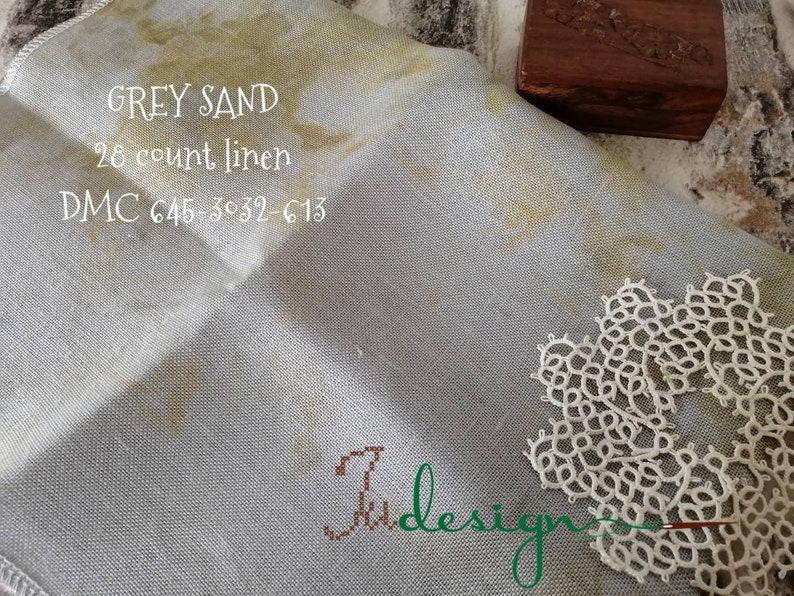 28 Count GREY SAND Hand Dyed Linen for Cross Stitch | Etsy