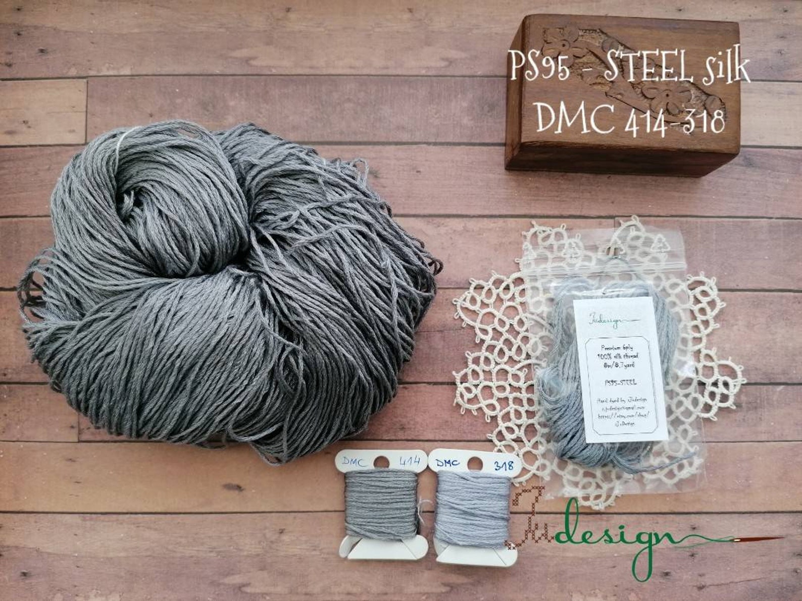 Hand Dyed Stranded Silk Premium Floss PS95 STEEL Hand Dyed Thread 8m ...
