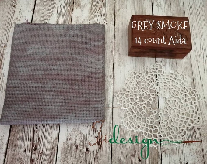 14 Count GREY SMOKE Hand Dyed Aida for Cross Stitch, Hardanger ...