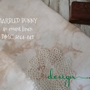 40 Count MARBLED BUNNY Hand Dyed Linen for Cross Stitch, Hardanger ...