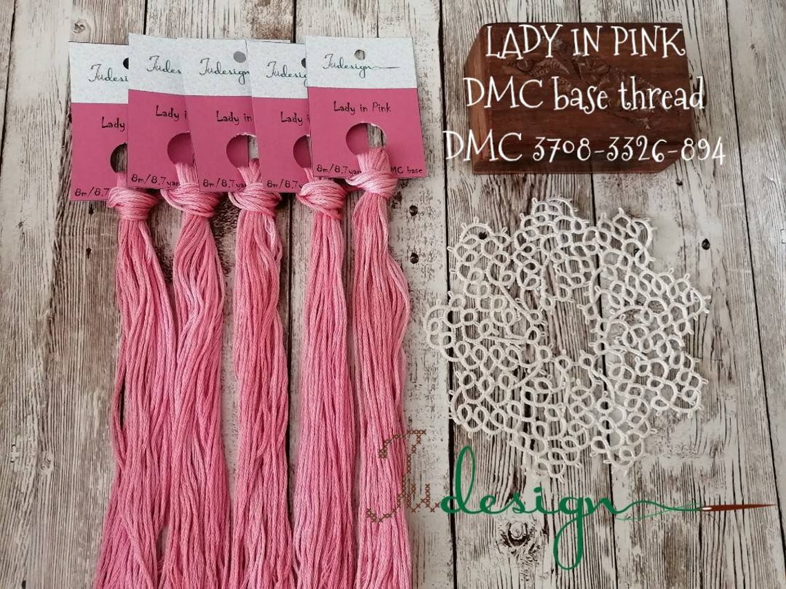 Hand Painted Cotton Floss LADY IN PINK Hand Dyed Thread for Embroidery ...