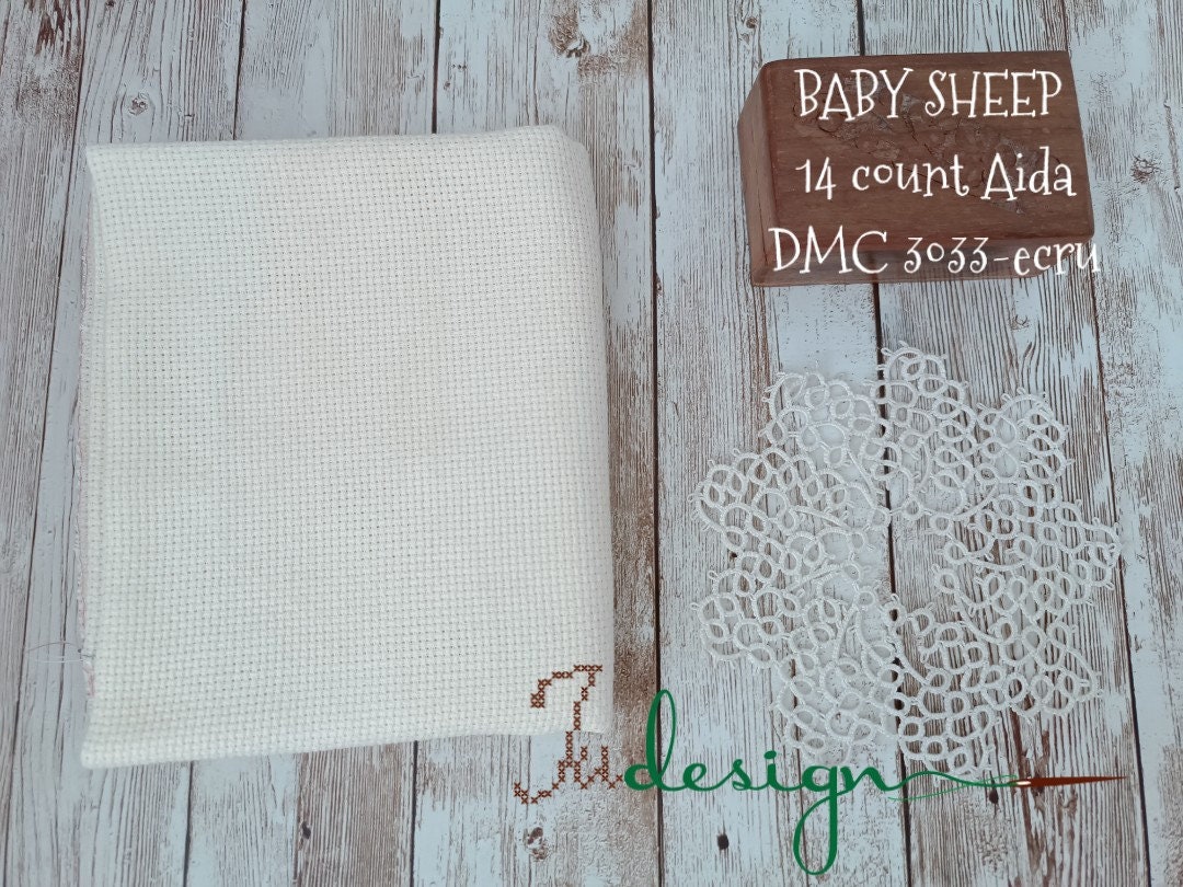 14 Count BABY SHEEP Hand Dyed Aida for Cross Stitch, Hardanger ...