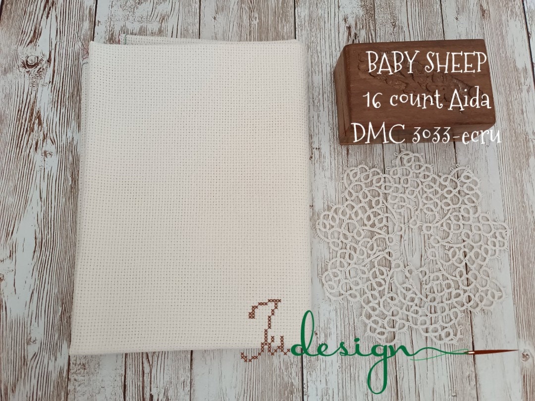 16 Count BABY SHEEP Hand Dyed Aida for Cross Stitch, Hardanger ...
