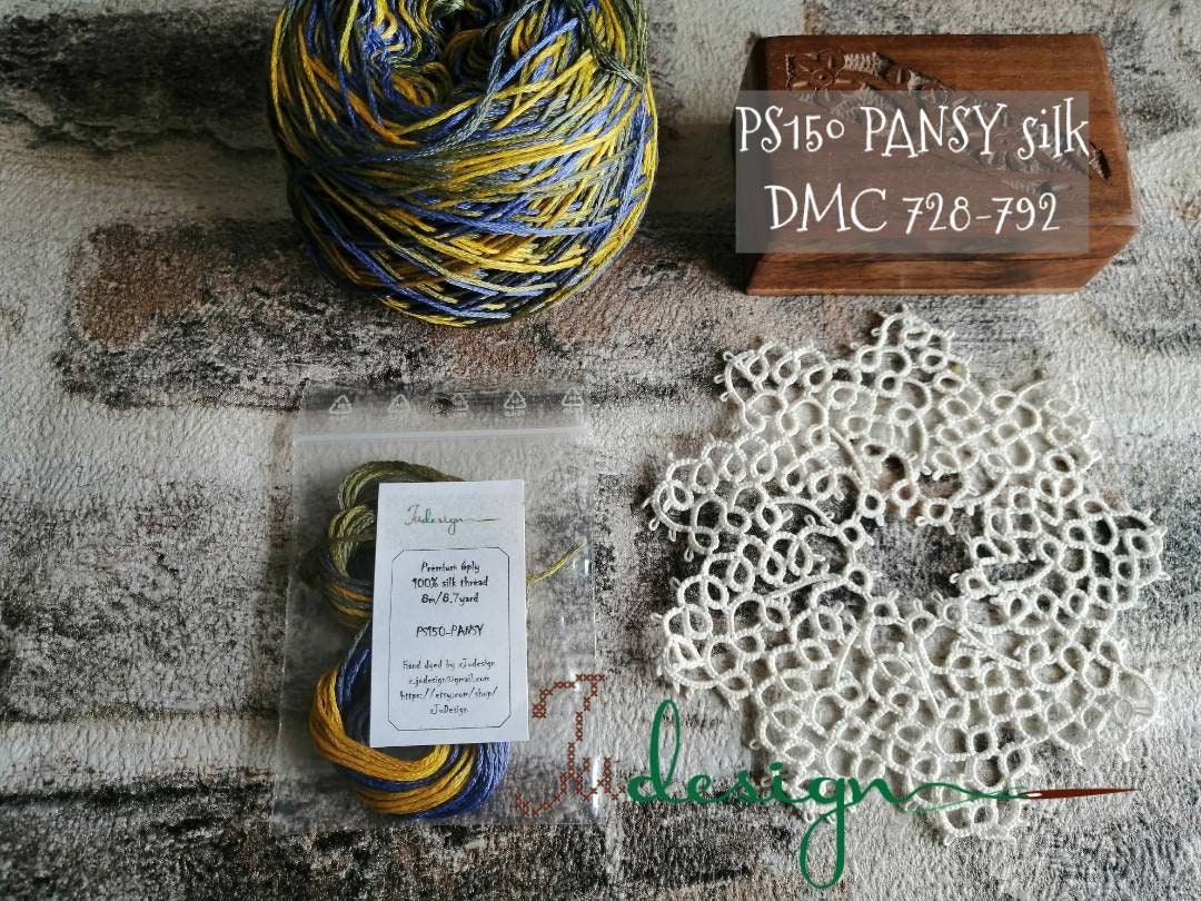 Hand Dyed Stranded Silk Premium Floss PS150 PANSY Hand Dyed Thread 8m ...