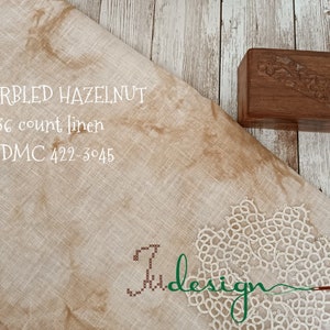 36 Count MARBLED HAZELNUT Hand Dyed Linen for Cross Stitch, Hardanger ...