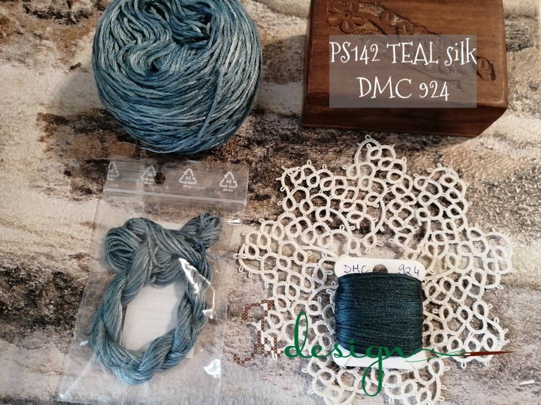 Hand Dyed Stranded Silk Premium Floss PS142 TEAL Hand Dyed Thread 8m ...