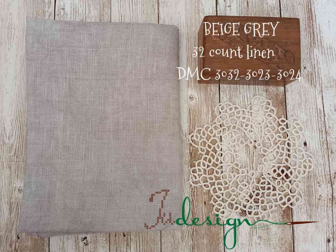 32 Count BEIGE GREY Hand Dyed Linen for Cross Stitch, Hardanger ...