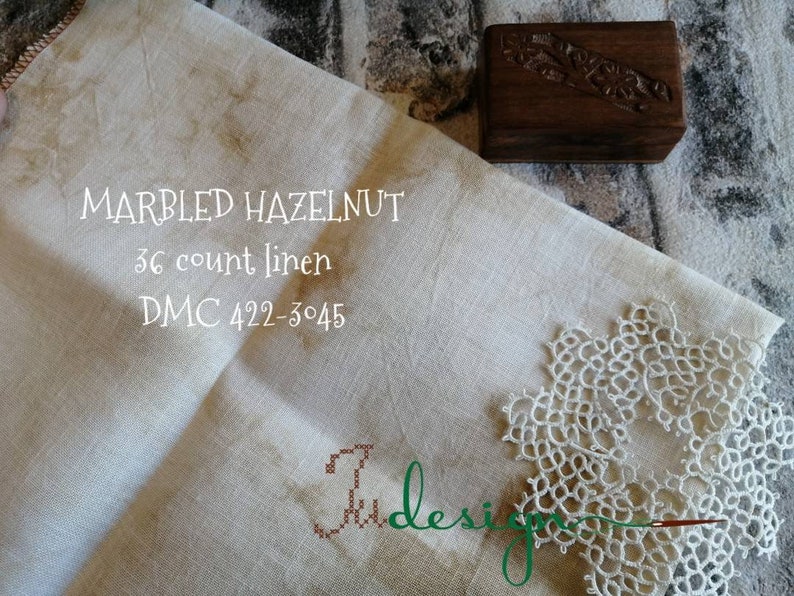 36 Count MARBLED HAZELNUT Hand Dyed Linen for Cross Stitch, Hardanger ...