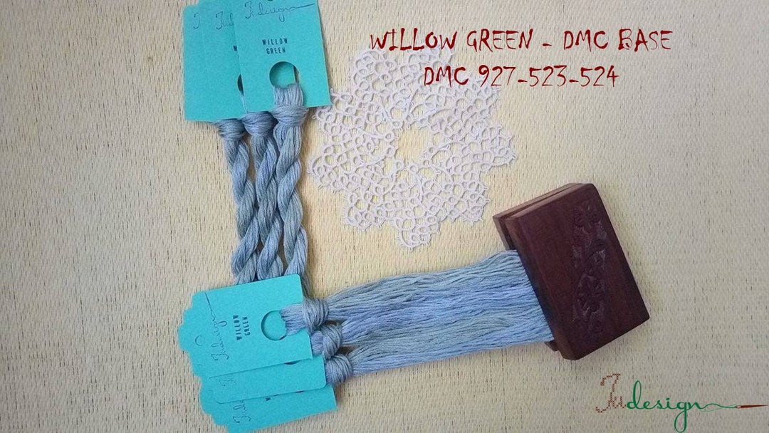Hand Painted Cotton Floss WILLOW GREEN Hand Dyed Thread for Embroidery ...