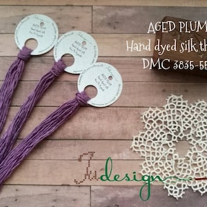 Hand Dyed Stranded Silk Floss AGED PLUM Hand Dyed Thread for Embroidery ...