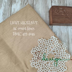 56 Count LIGHT HAZELNUT Hand Dyed Linen for Cross Stitch, Hardanger ...