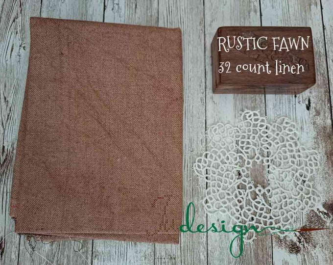 32 Count RUSTIC FAWN Hand Dyed Linen for Cross Stitch, Hardanger ...