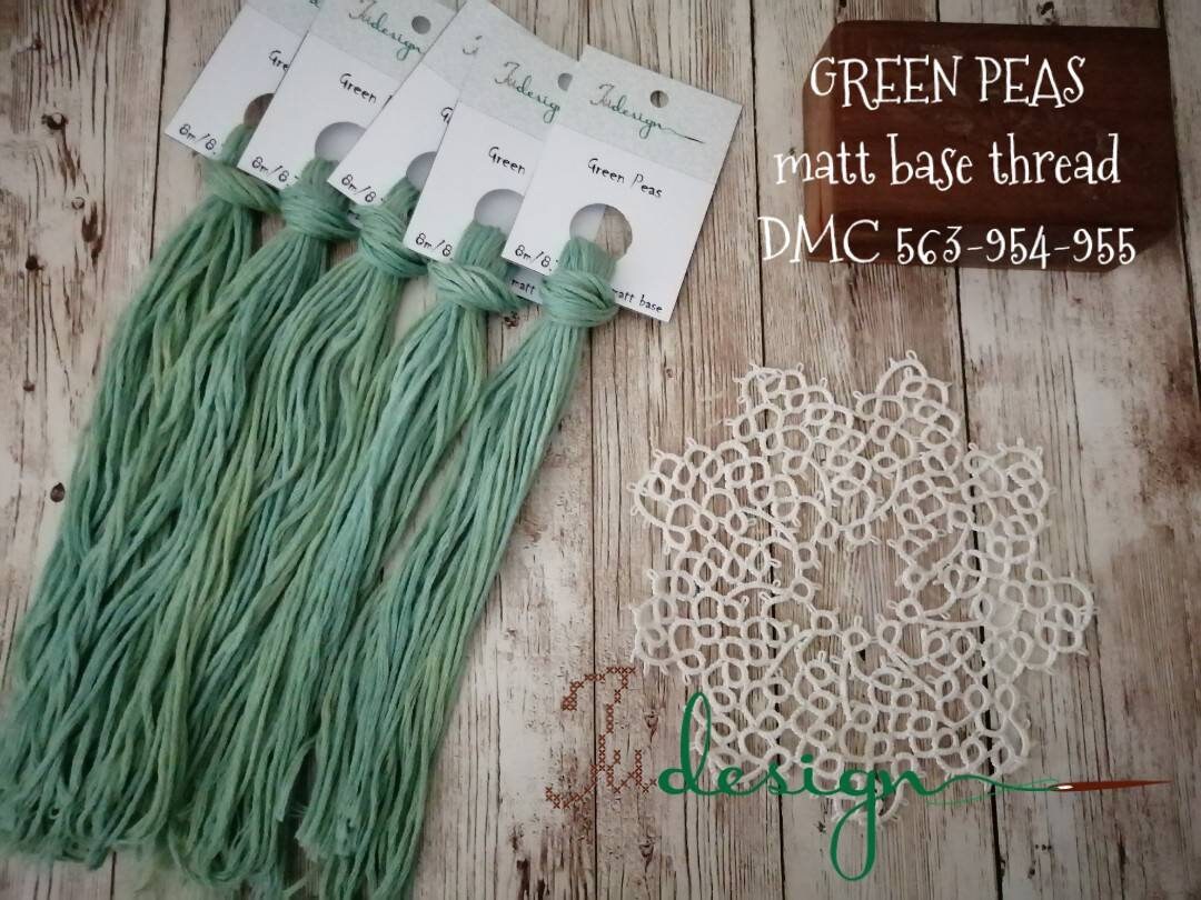 Hand Painted Matt Cotton Floss GREEN PEAS Hand Dyed Thread for ...