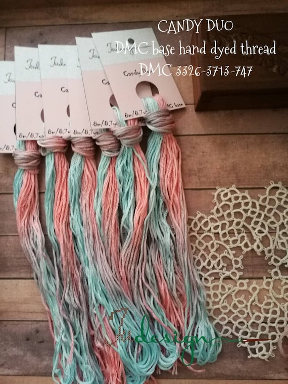 Hand Painted Cotton Floss CANDY DUO Hand Dyed Thread for | Etsy