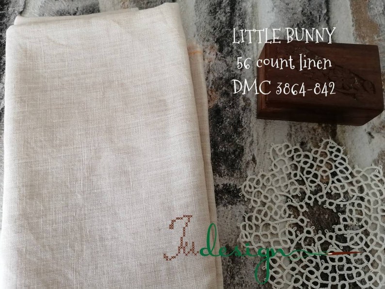 56 count LITTLE BUNNY hand dyed linen for cross stitch | Etsy