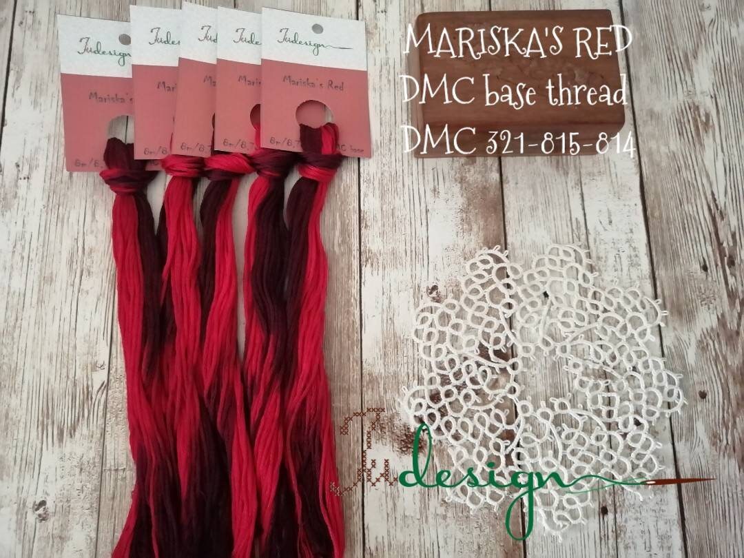 Hand Painted Cotton Floss MARISKA'S RED Hand Dyed Thread for Embroidery ...