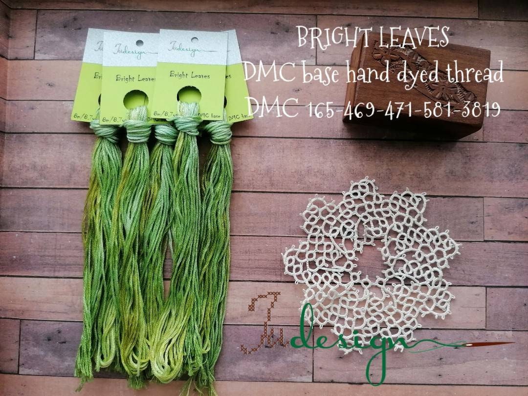 Hand Painted Cotton Floss 'BRIGHT LEAVES' Hand Dyed Thread for ...