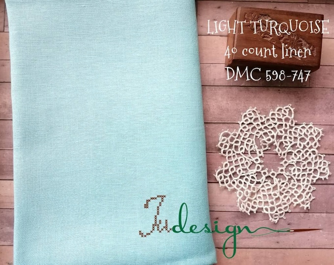 40 Count LIGHT TURQUOISE Hand Dyed Linen for Cross Stitch - Etsy