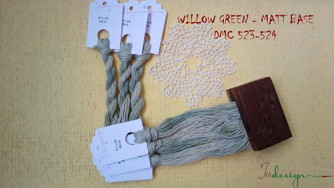 Hand Painted Matt Cotton Floss WILLOW GREEN Hand Dyed Thread for ...