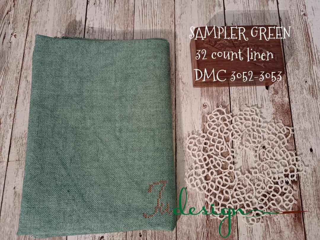 32 Count SAMPLER GREEN Hand Dyed Linen for Cross Stitch - Etsy