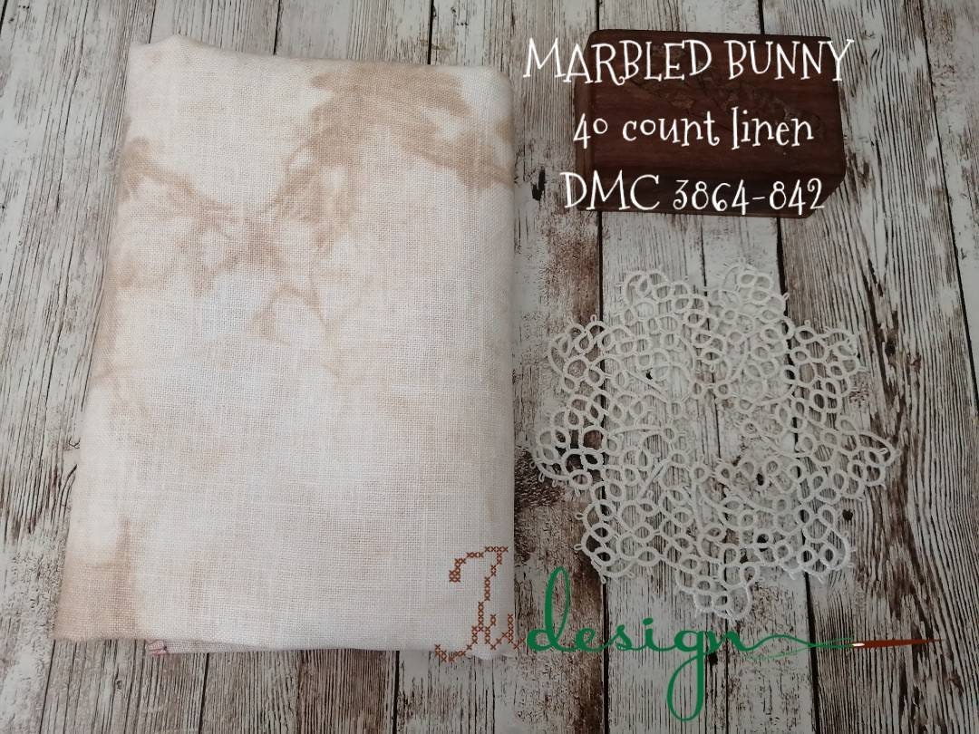 40 Count MARBLED BUNNY Hand Dyed Linen for Cross Stitch, Hardanger ...