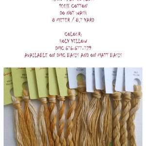 Hand Painted Matt Cotton Floss 'HOLY YELLOW' Hand Dyed Thread for ...
