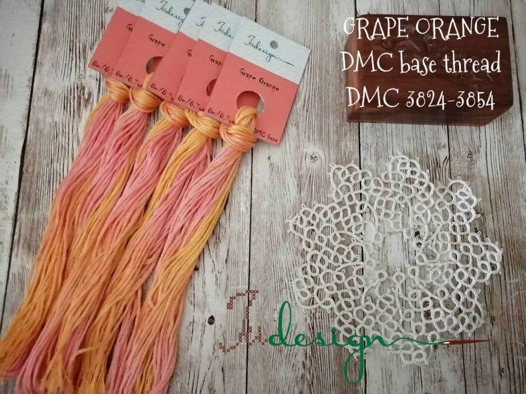 Hand Painted Cotton Floss GRAPE ORANGE Hand Dyed Thread for Embroidery ...