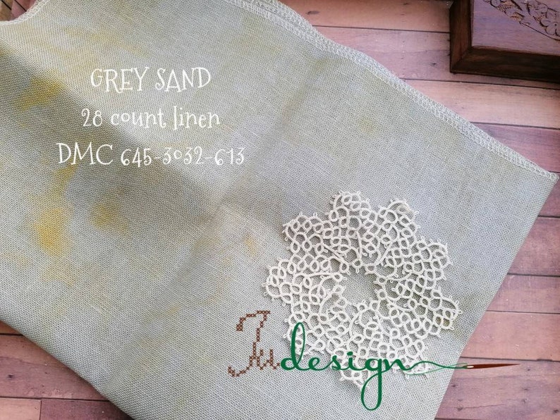 28 Count GREY SAND Hand Dyed Linen for Cross Stitch | Etsy