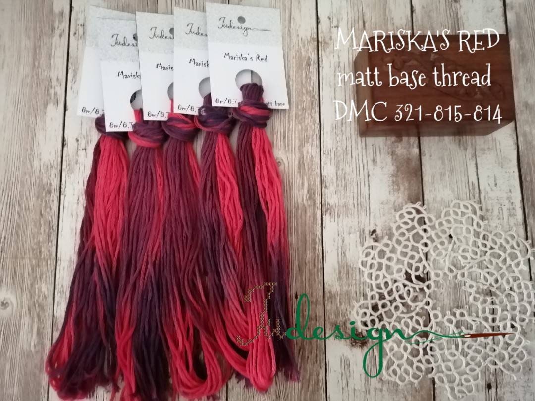 Hand Painted Matt Cotton Floss MARISKA'S RED Hand Dyed Thread for ...