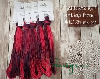 Hand Painted Matt Cotton Floss SHABBY RED Hand Dyed Thread for ...