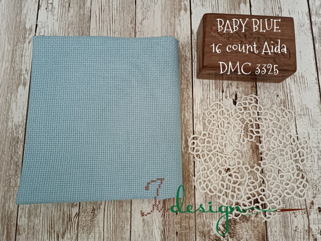 16 Count BABY BLUE Hand Dyed Aida for Cross Stitch, Hardanger ...
