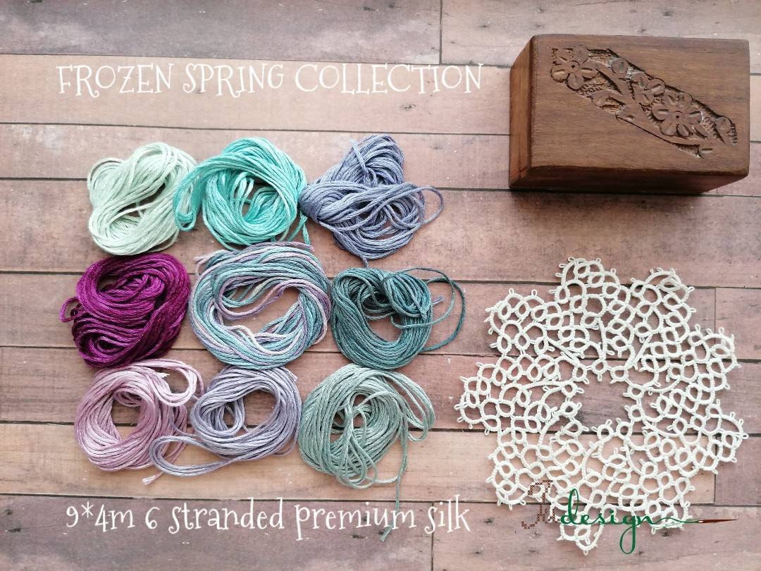 9 Skeins of Premium Silk FROZEN SPRING Collection Hand Dyed Thread for ...