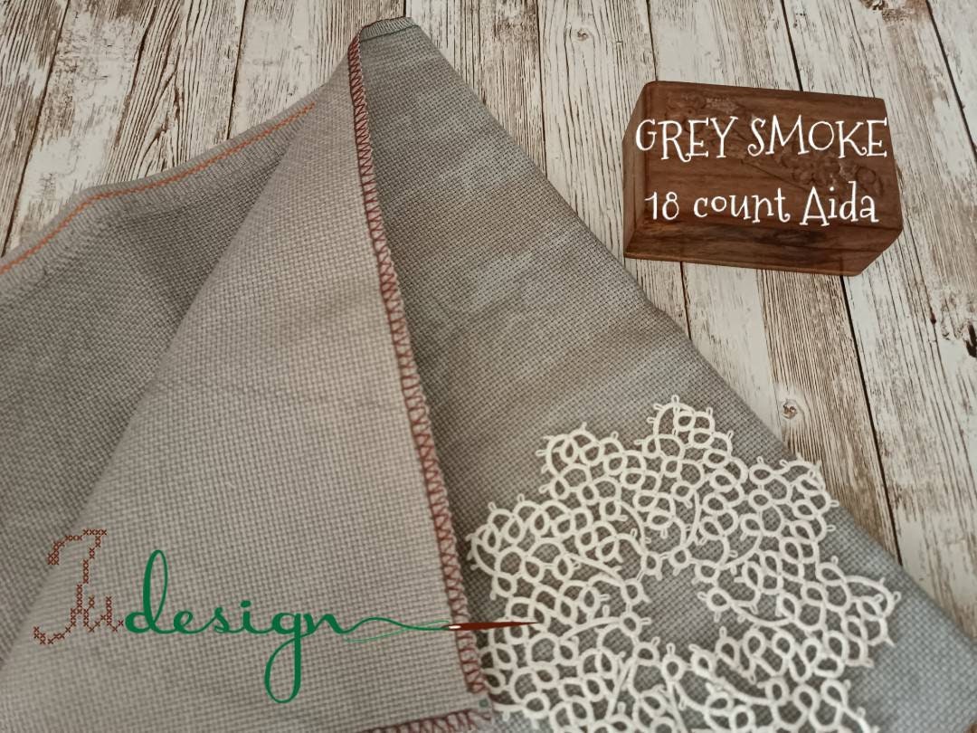 18 Count GREY SMOKE Hand Dyed Aida for Cross Stitch, Hardanger ...
