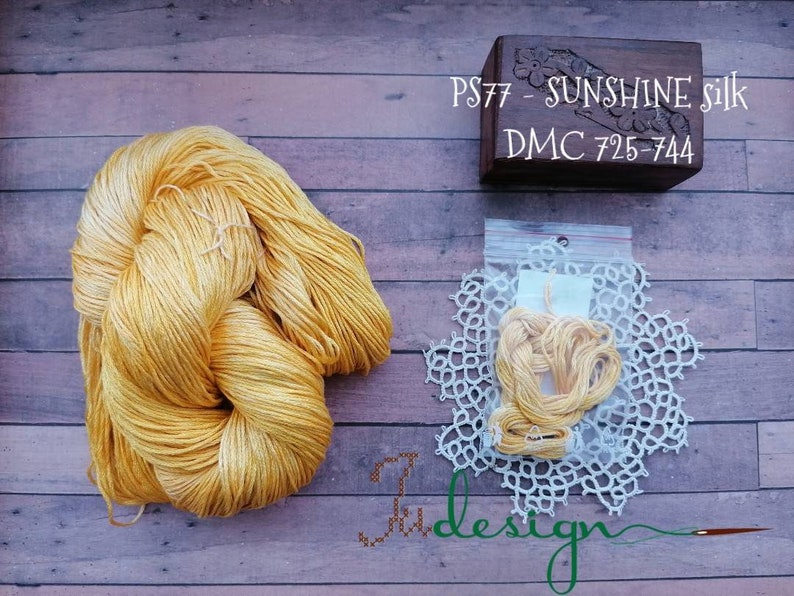 Hand Dyed Stranded Silk Premium Floss PS77 SUNSHINE Hand Dyed Thread 8m ...
