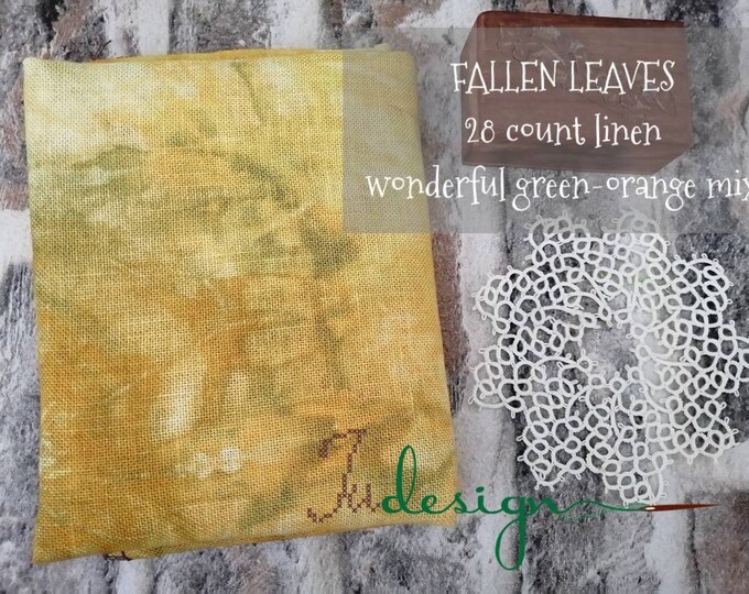 28 Count FALLEN LEAVES Hand Dyed Linen for Cross Stitch, Hardanger ...
