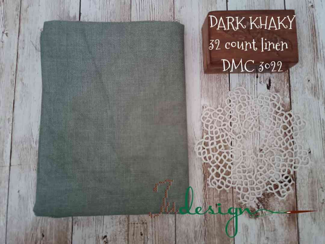 32 Count DARK KHAKY Hand Dyed Linen for Cross Stitch, Hardanger ...