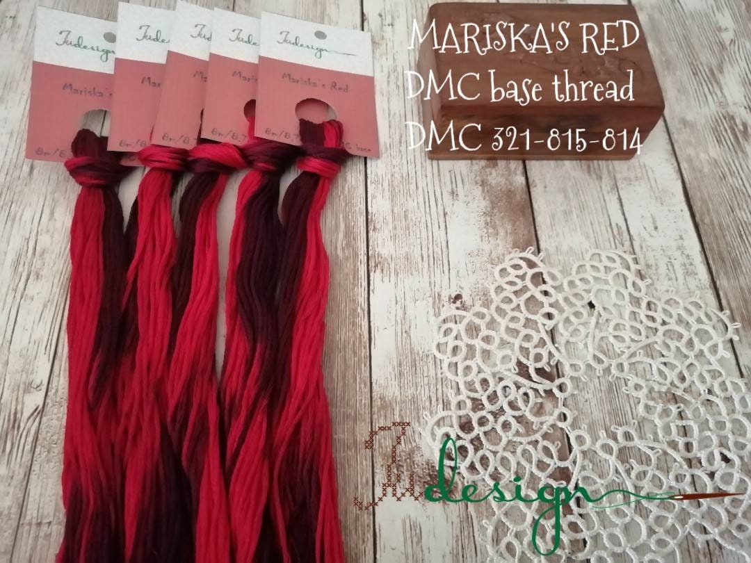Hand Painted Cotton Floss MARISKA'S RED Hand Dyed Thread - Etsy